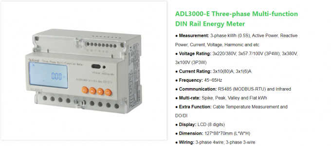 ADL3000 Modbus RTU Three Phase Din Rail Energy Meter UL Certification