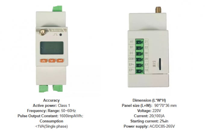Acrel ADW310 Single Phase Wireless Iot Energy Meter With RS485 Din Type ...