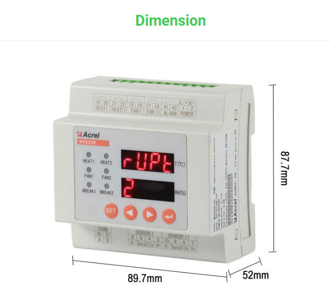 Acrel WHD20R-11-C Din Rail Compliance With Temperature And Humidity Sensor RS485 Communication ...