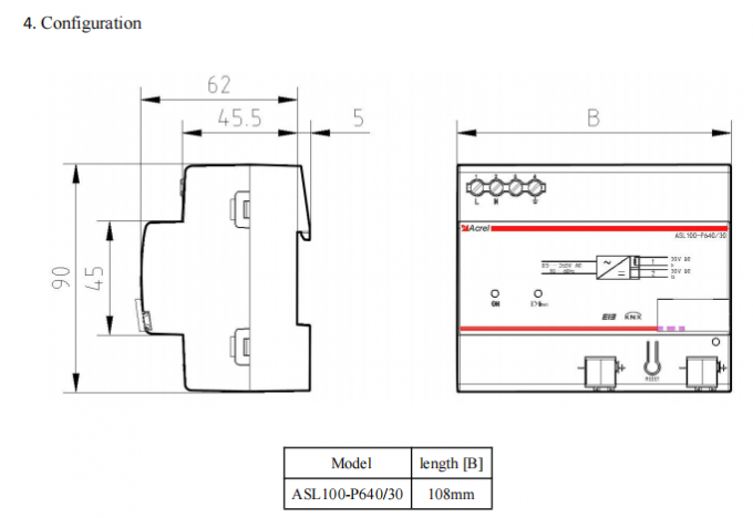 Acrel ASL100-P640/30 KNX Smart Lighting 640mA 30V Power Module